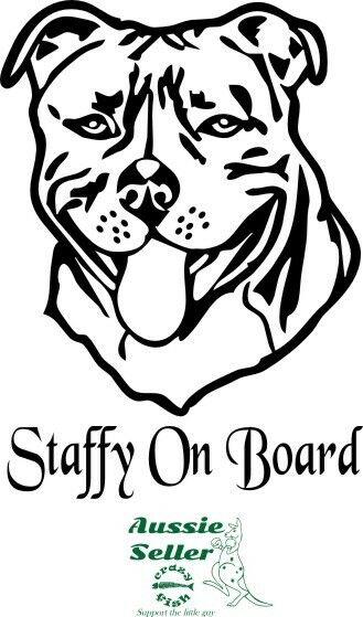 Staffy On Board vinyl decal 160 x 115 mm, choose your color - Crazy Fish
