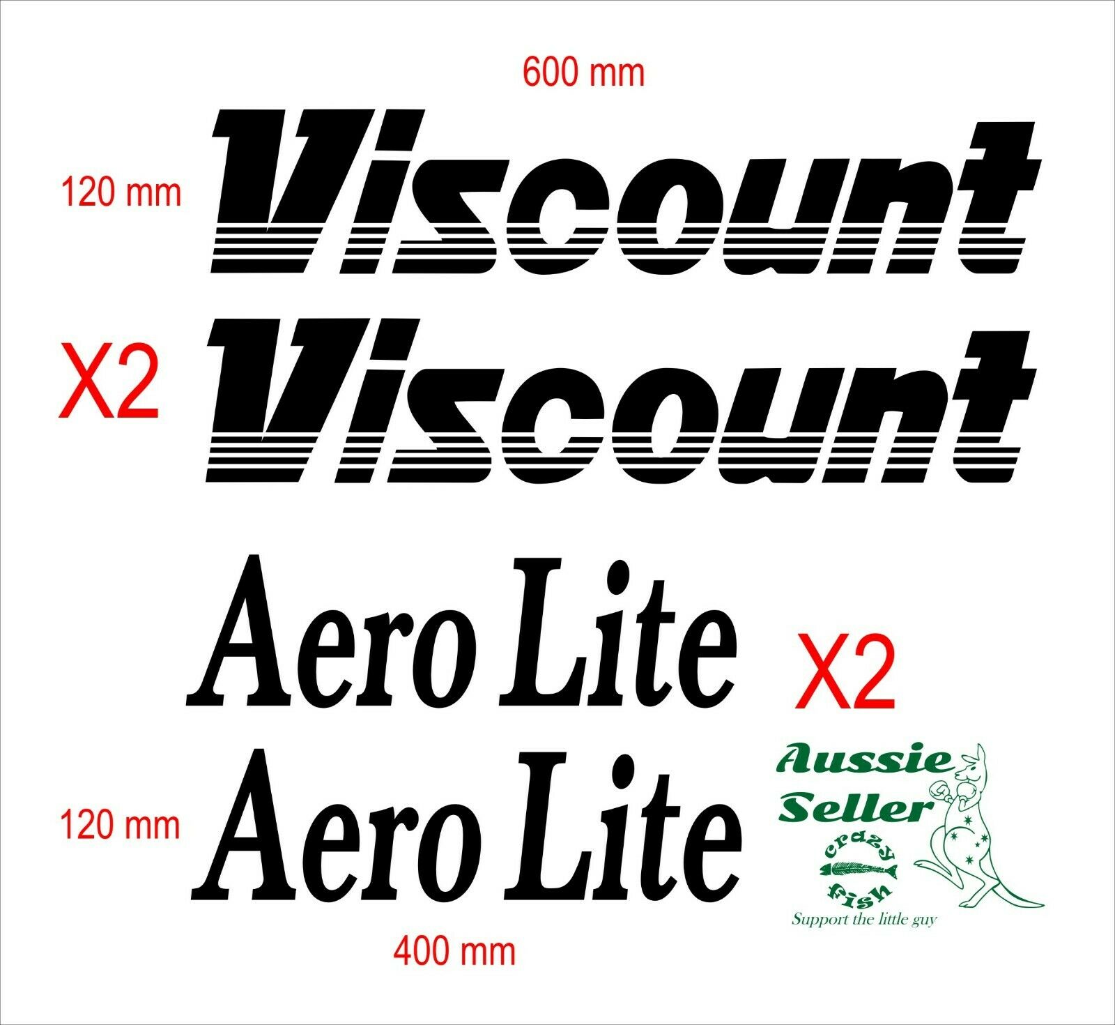 Viscount Aero Lite retro Caravan decal kit FOUR (4) SIZES in pics ...