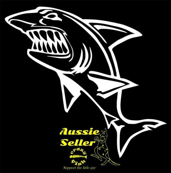 Angry Shark decal 220 x 130 mm choose your color - Crazy Fish
