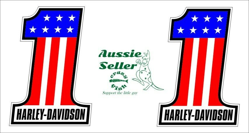 Harley No.1 Stickers TWO (2) 145 x 100 mm each - Crazy Fish