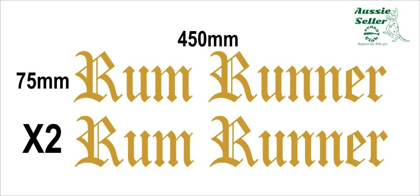 Rum Runner vinyl decals TWO (2) 450 x 75 mm each choose your color ...