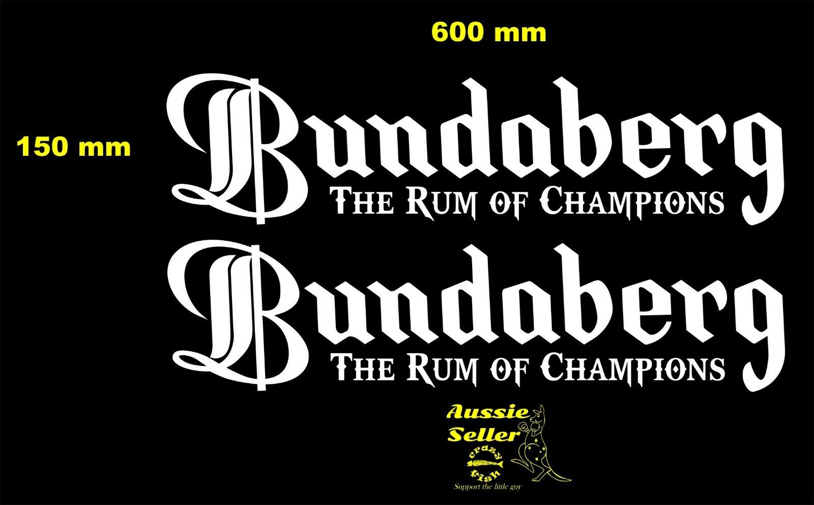 BUNDY decals TWO (2) 600 x 150 mm each choose your color - Crazy Fish